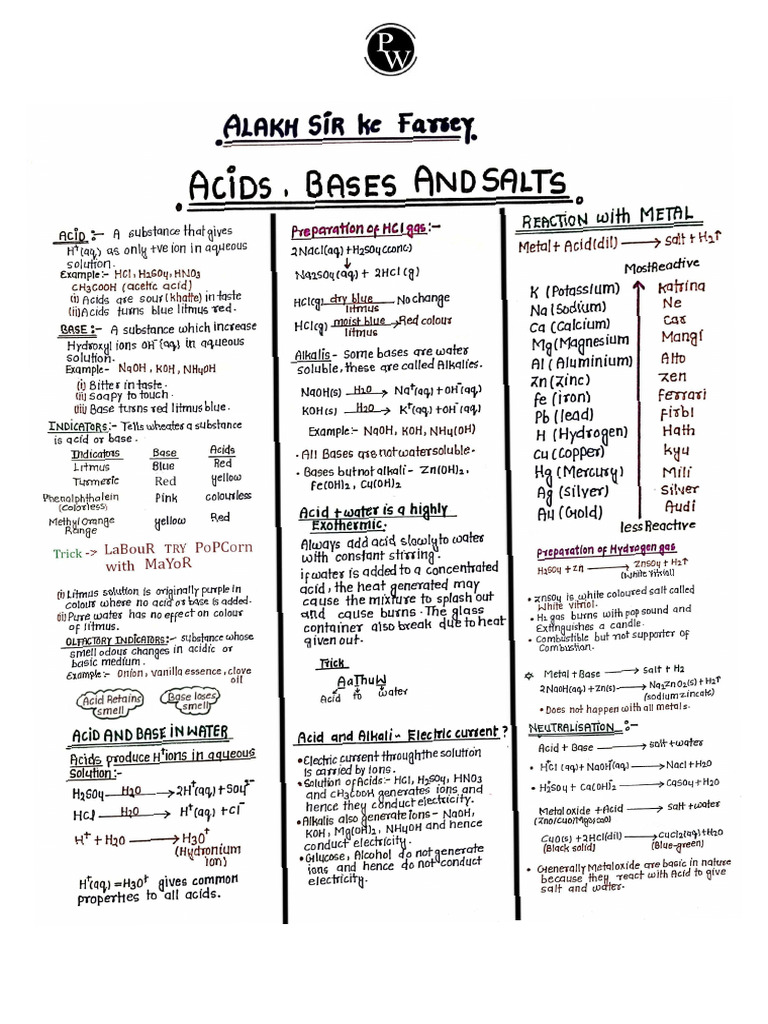 Acids, Bases and Salts _ Farrey __ Alakh Pandey - Class 10th Batch (1 ...