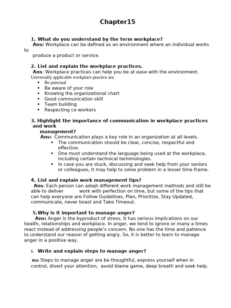 Workplace Practices and Anger Management | PDF