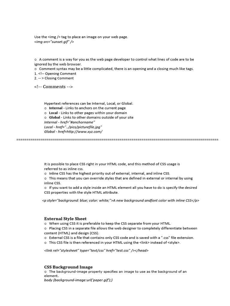 Topics - For - Study - Final of Web Technologies | PDF | Hyperlink | Html Element