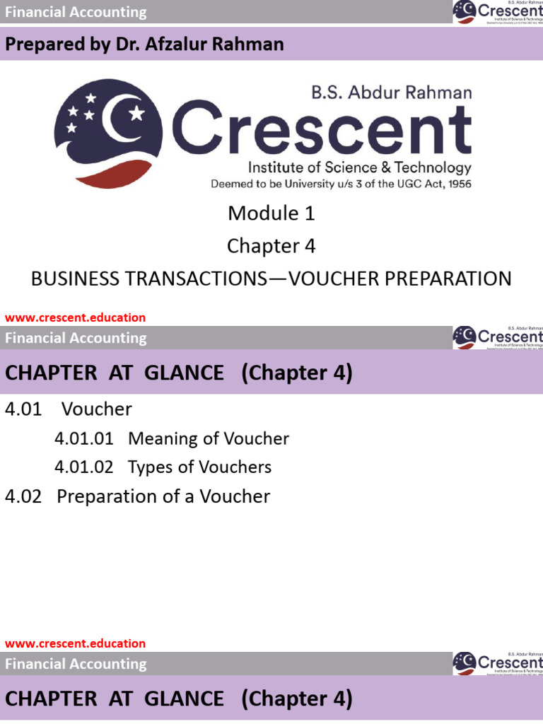 Module1 Chapter4 BusinessTransaction-VoucherPrepration | PDF | Debits And Credits | Receipt