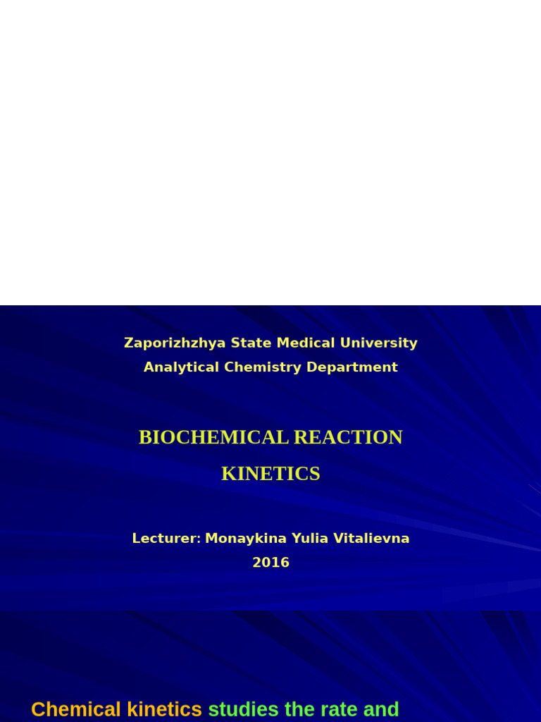 Cours Biochimie BIOCHEMICAL Partie 2 REACTION KINETICS | PDF
