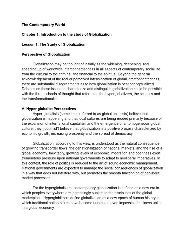 Perspectives on Globalization Explained | PDF | Globalization | Capitalism