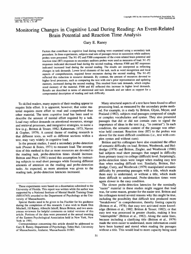 Cognitive Load | PDF | Event Related Potential | Mental Chronometry