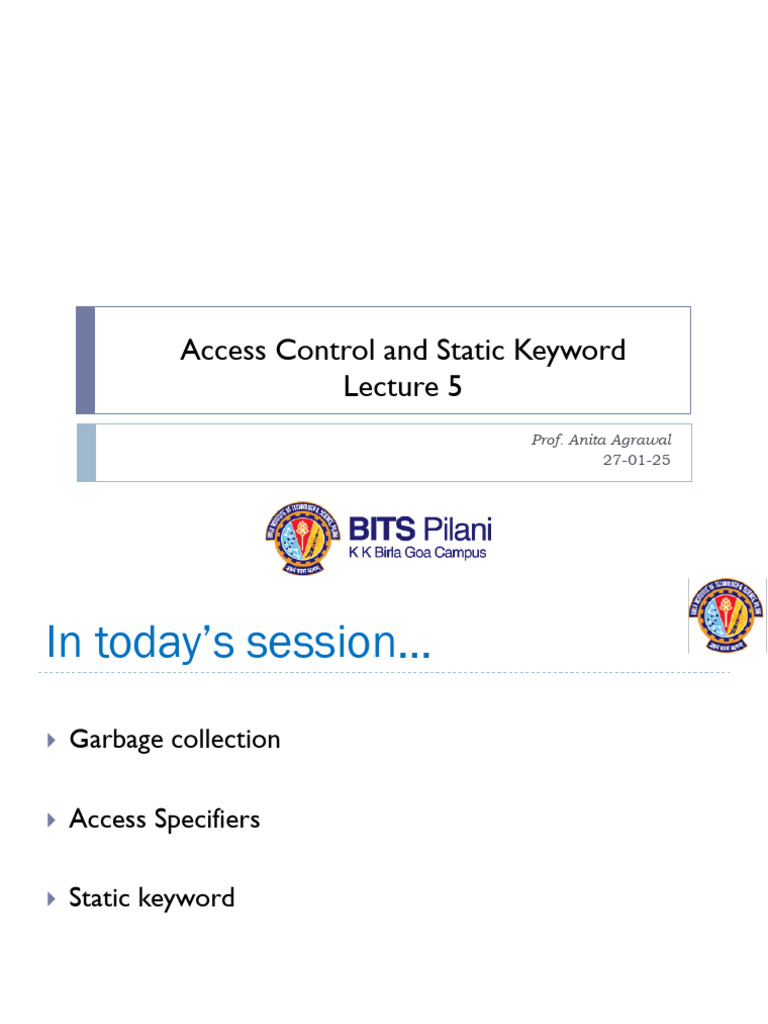 Lecture 5 Access Control And Static Keyword Pdf Class Computer Programming Method