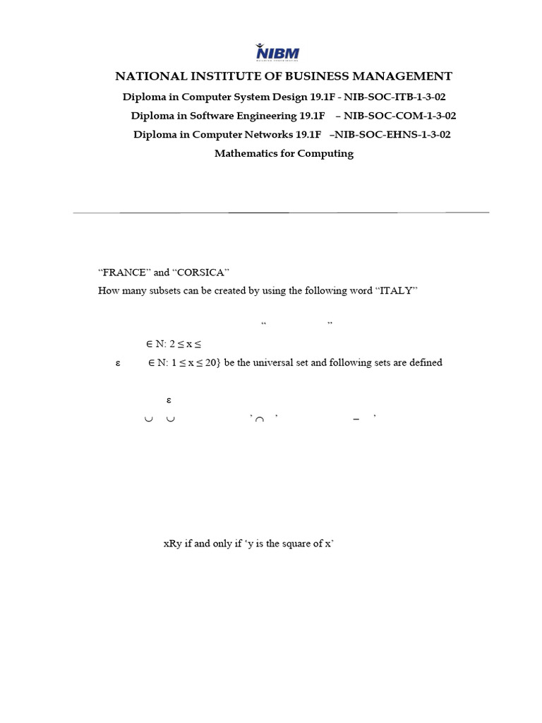 DSE 19.1F Mathematics For Computing | PDF | Matrix (Mathematics) | System Of Linear Equations