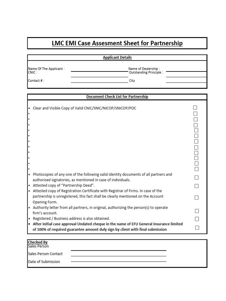 LMC EMI Check List Partnership | PDF