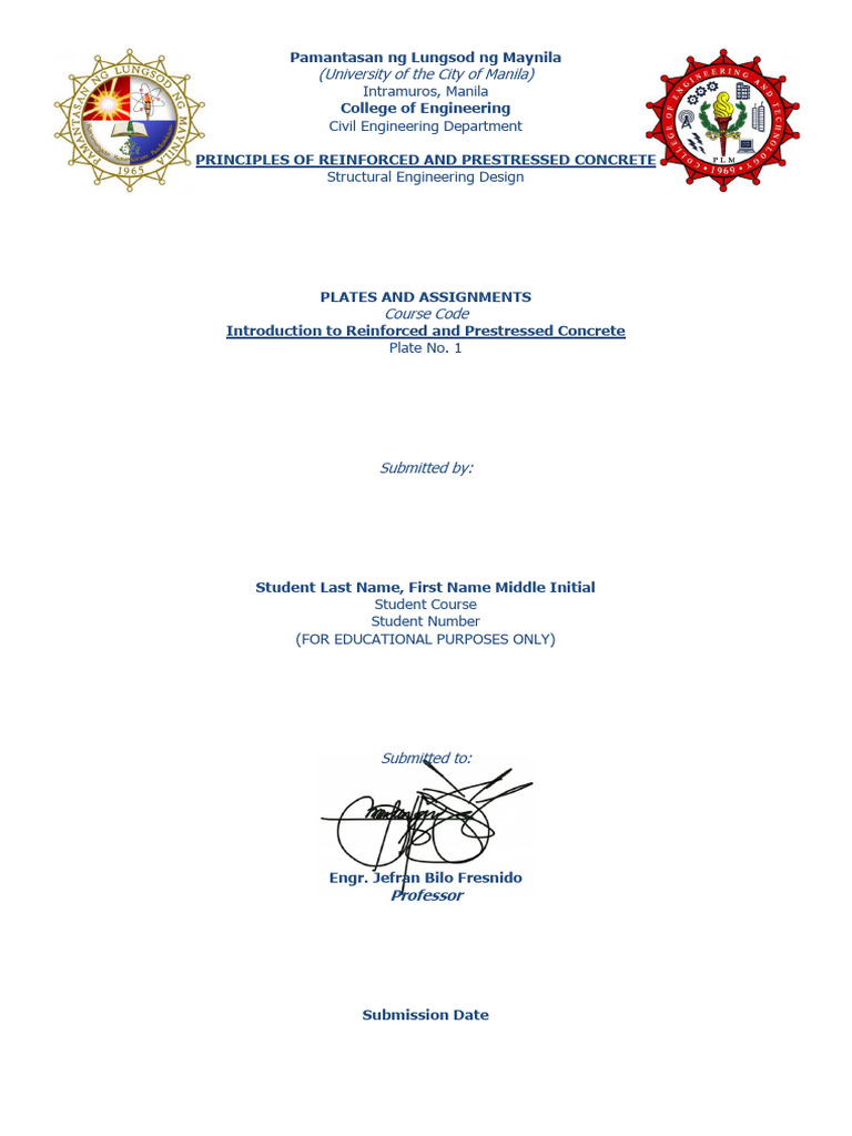RCD Plate No. 1 - Introduction To Reinforced and Prestressed Concrete | PDF