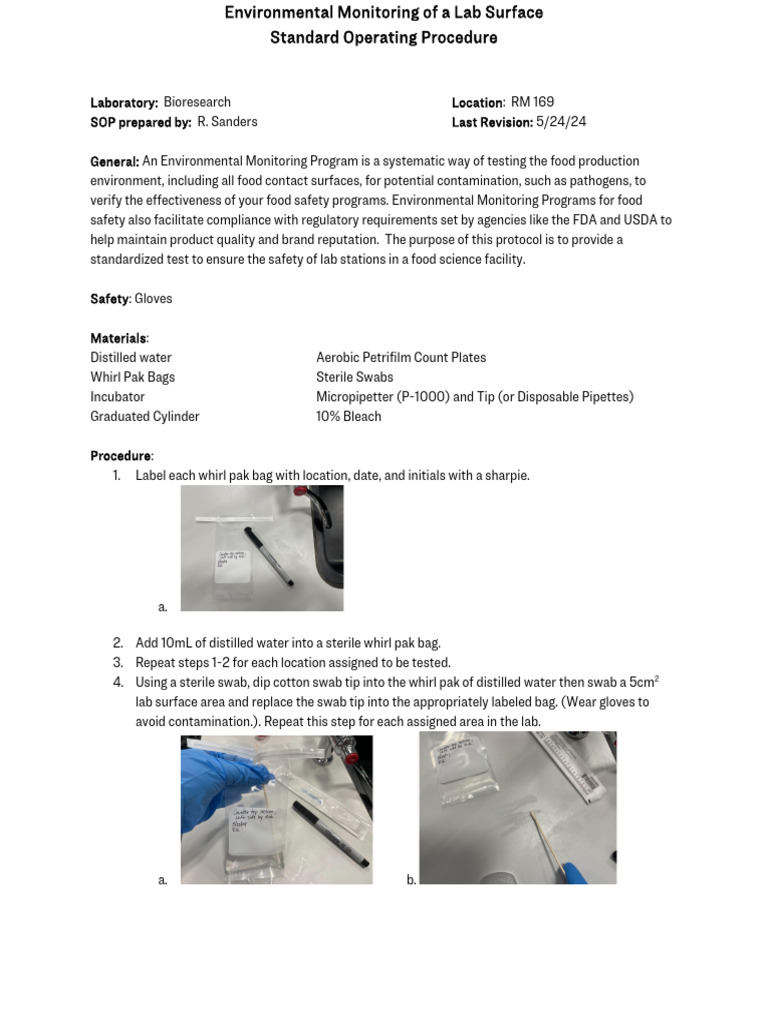 Environmental Monitoring Sop | PDF | Colony Forming Unit