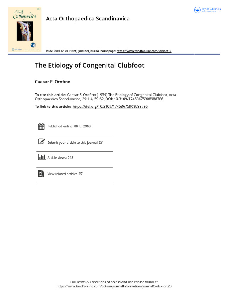 The Etiology of Congenital Clubfoot | PDF | Electromyography | Nervous ...