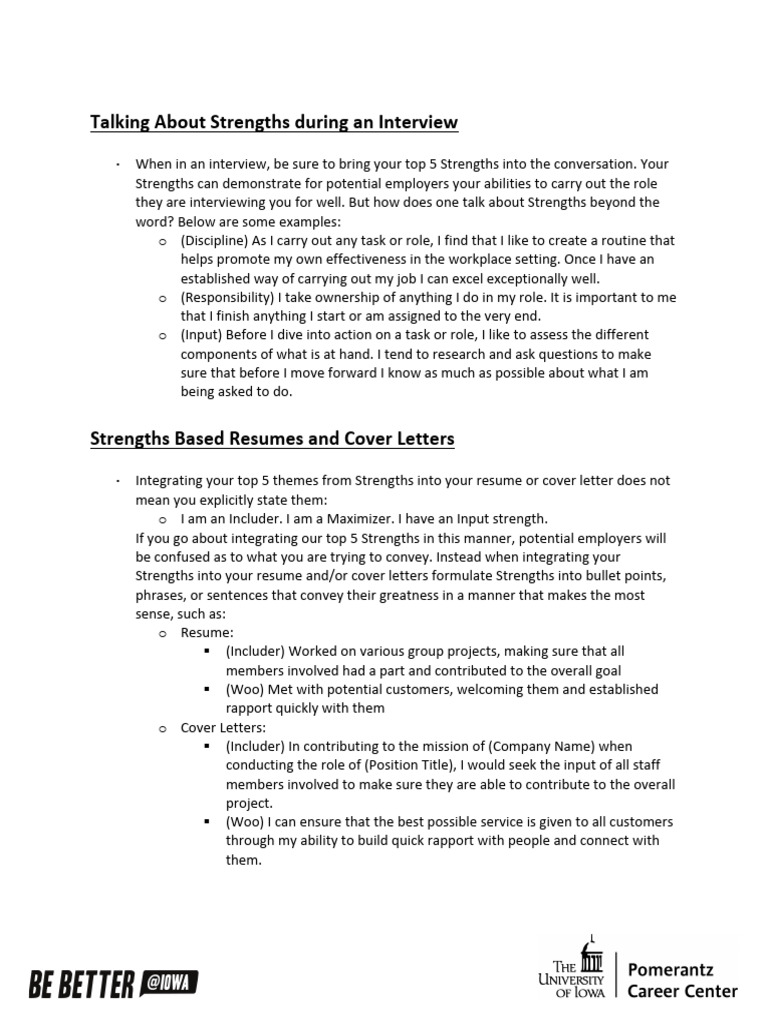 Strengths Based Resumes and Cover Letters | PDF