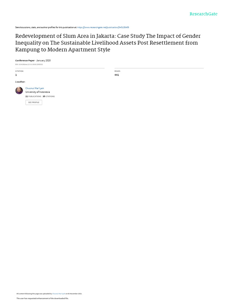 Redevelopment of Slum Area in Jakarta Case Study T | PDF | Slum | Poverty