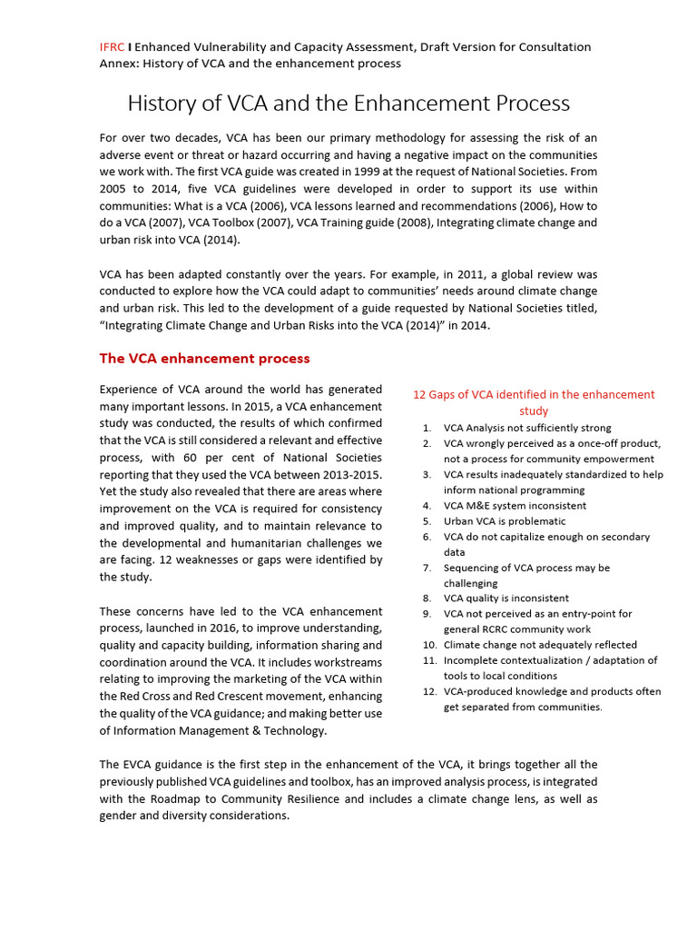 VCA Enhancement: History & Process | PDF | Risk | Climate Change