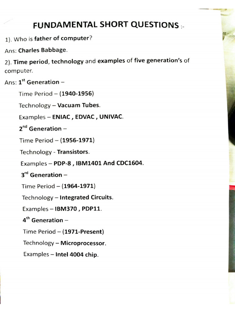Computer Short Questions | PDF