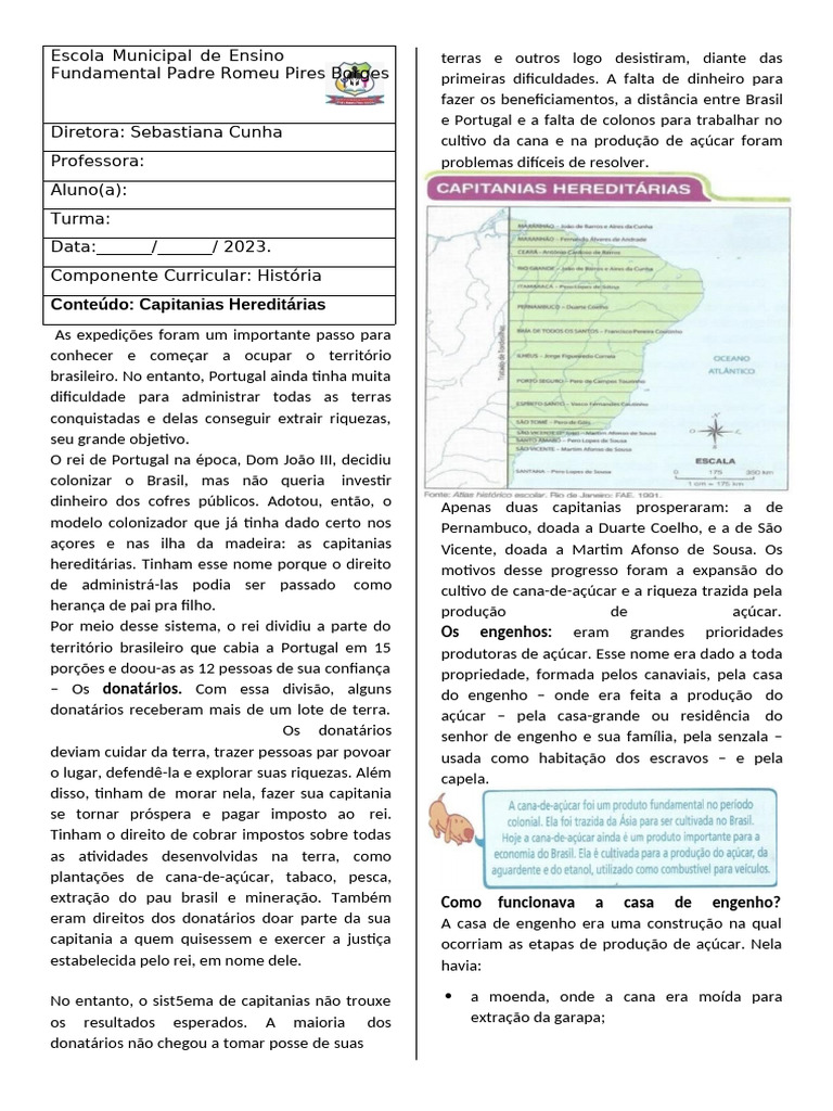 Historia Capitanias Hereditárias Pdf Cana De Açúcar Brasil