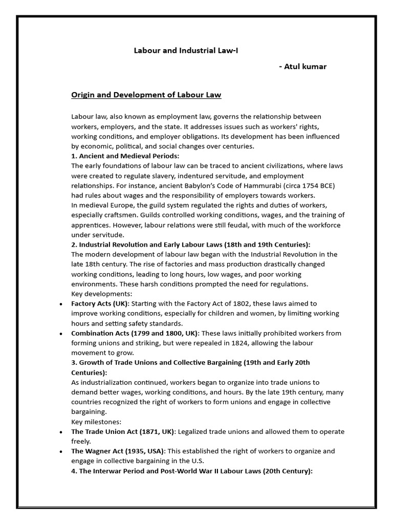 Labour and Industrial Law | PDF | Labour Law | Employment