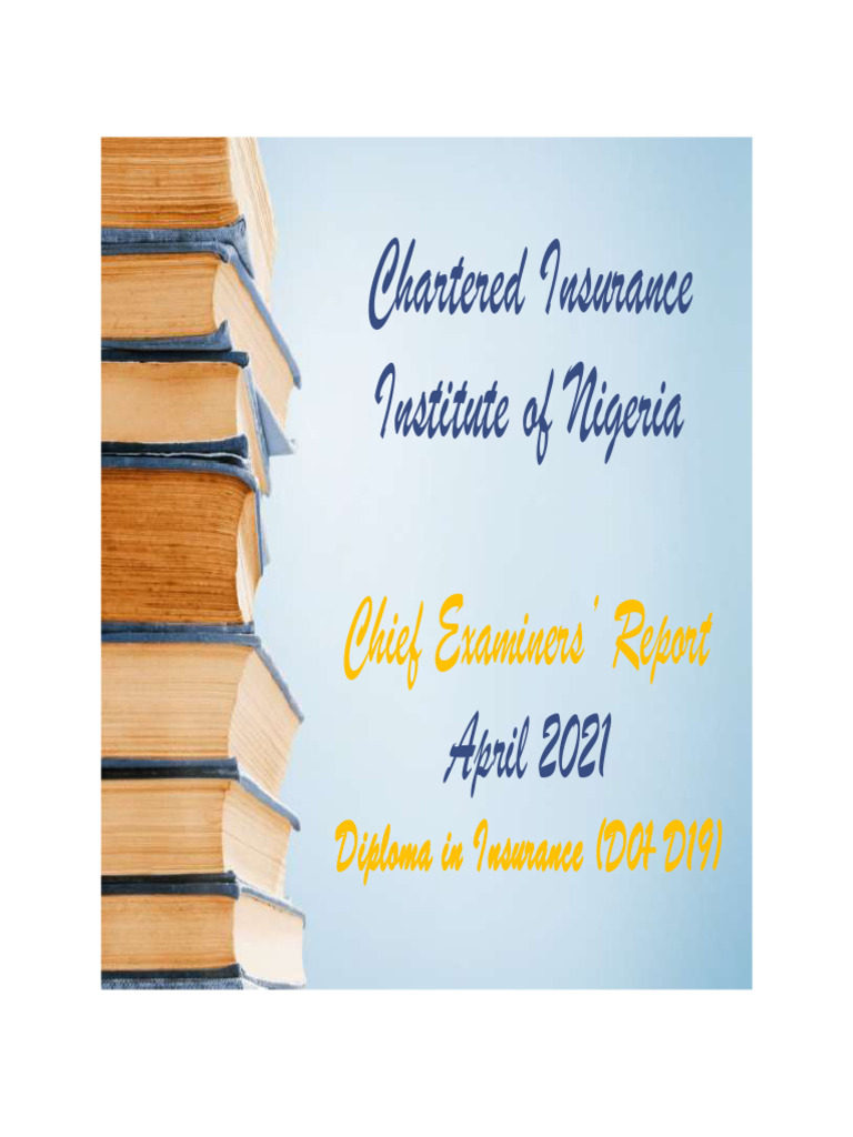 April 2021 Diploma in Insurance | PDF | Reinsurance | Insurance