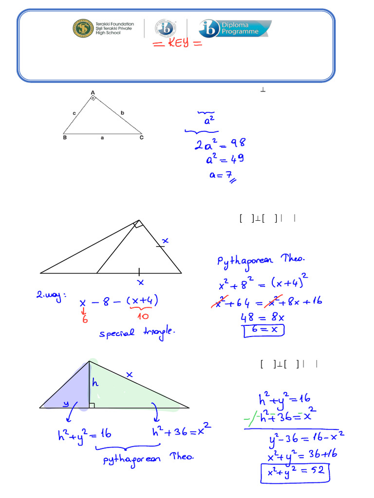 Ws-1-Right Triangles-Key | PDF | Euclidean Geometry | Elementary Geometry