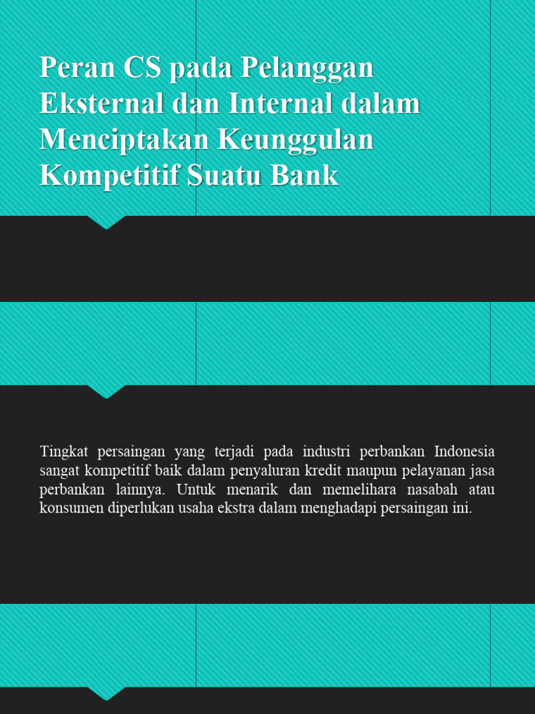 Peran CS dalam Keunggulan Kompetitif Bank | PDF