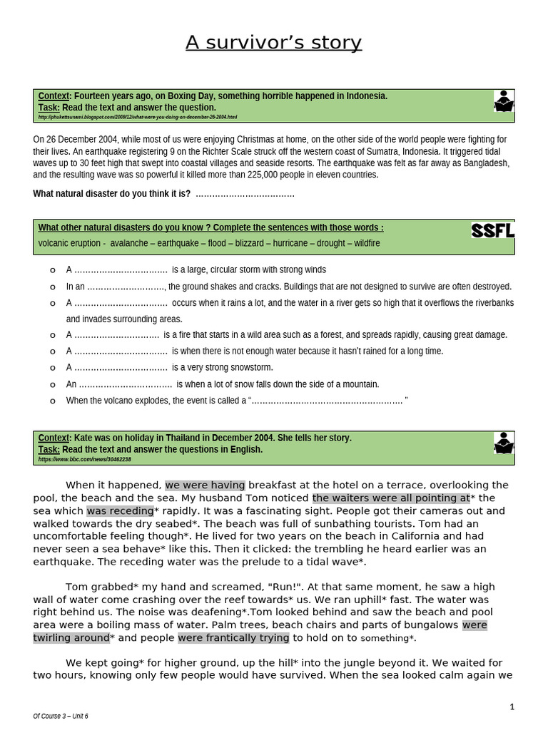 Dossier Past Continuous | PDF | Natural Disasters | Earth Sciences