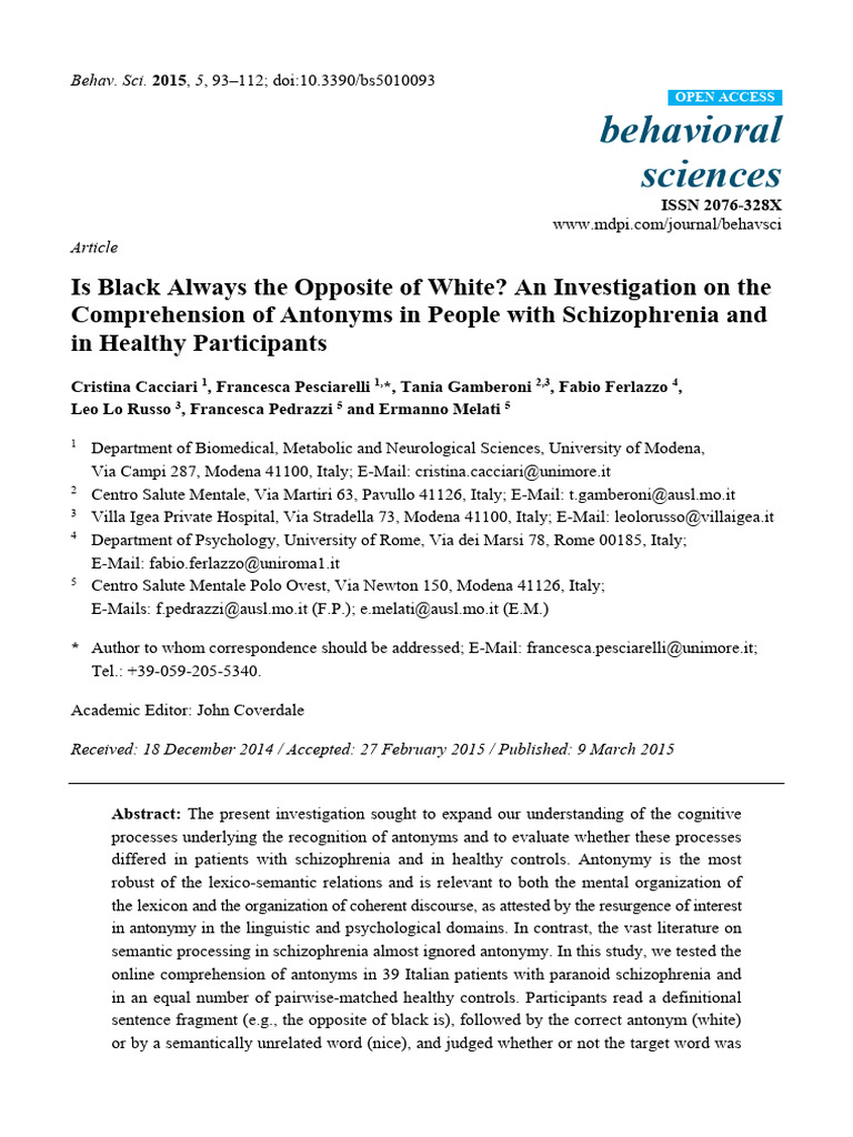 behavsci-05-00093 | PDF | Priming (Psychology) | Mental Disorder