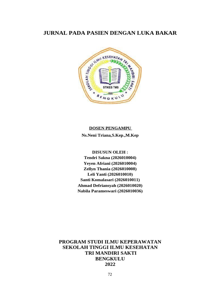 Jurnal Luka Bakar Kl.2 Bu Neni Copy | PDF
