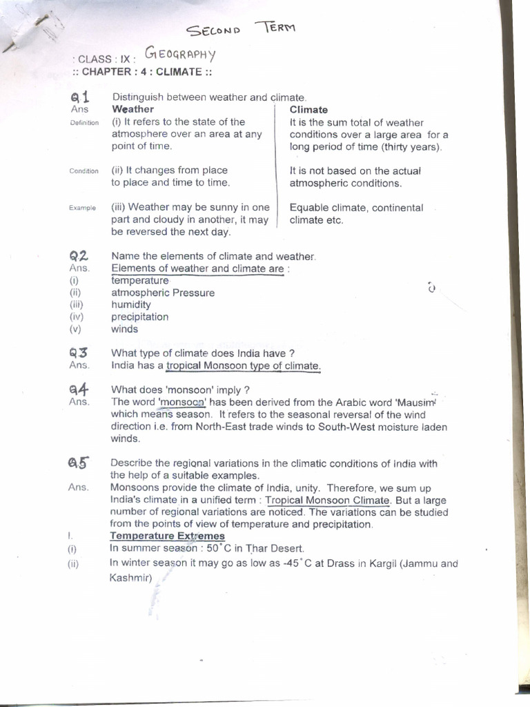 ch4-CLIMATE IX CLASS 2 TERM0001 | PDF