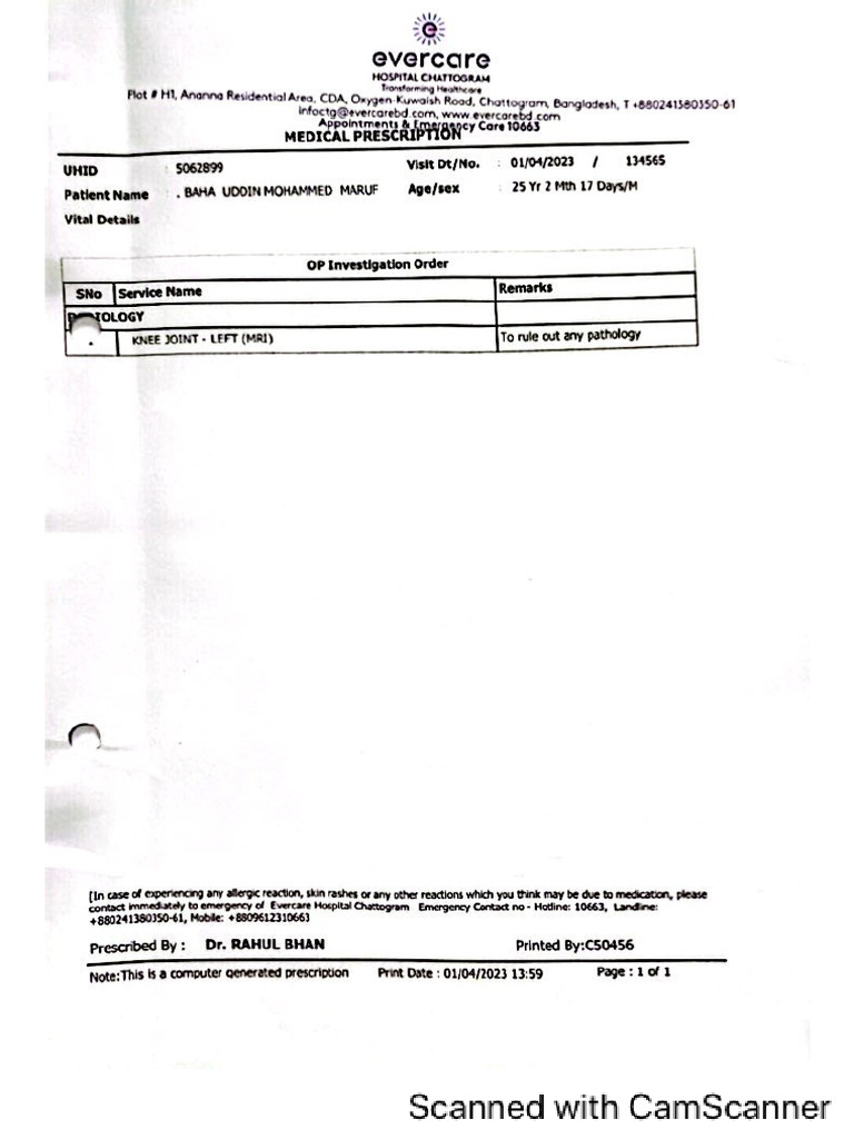 Maruf - Knee Treatment - Evercare | PDF