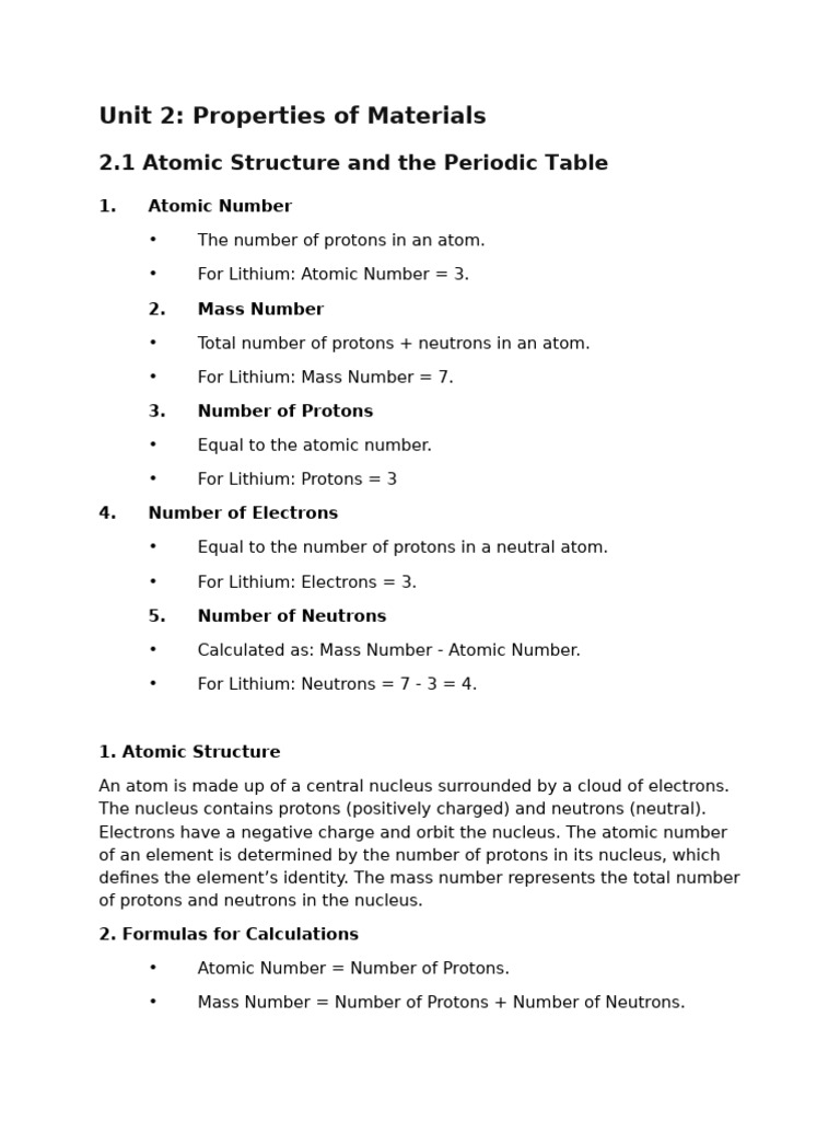 Unit 2 Science | PDF | Atoms | Proton
