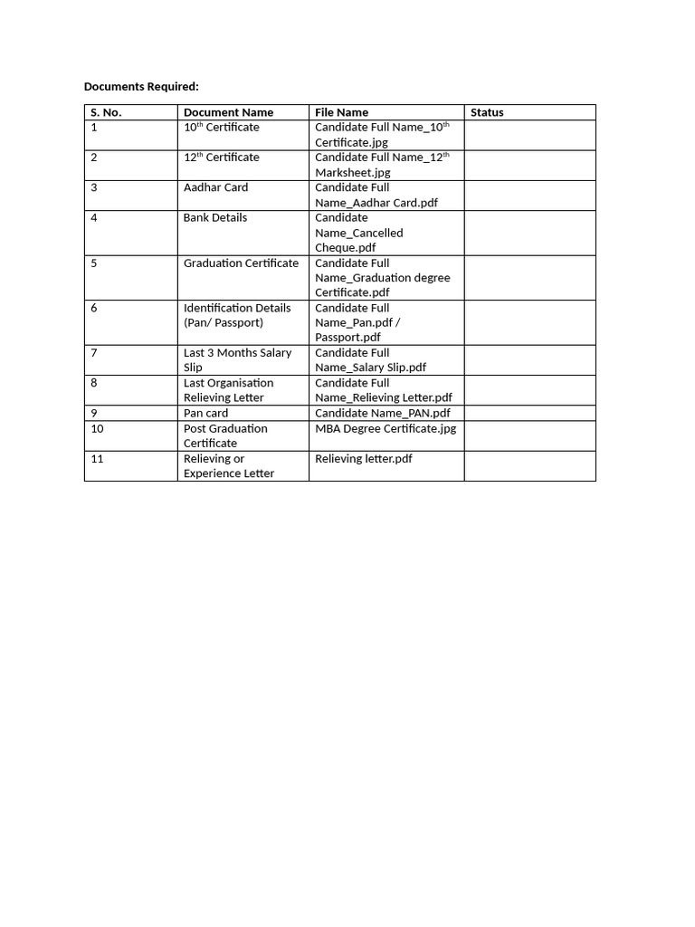 Job Application Document Checklist | PDF