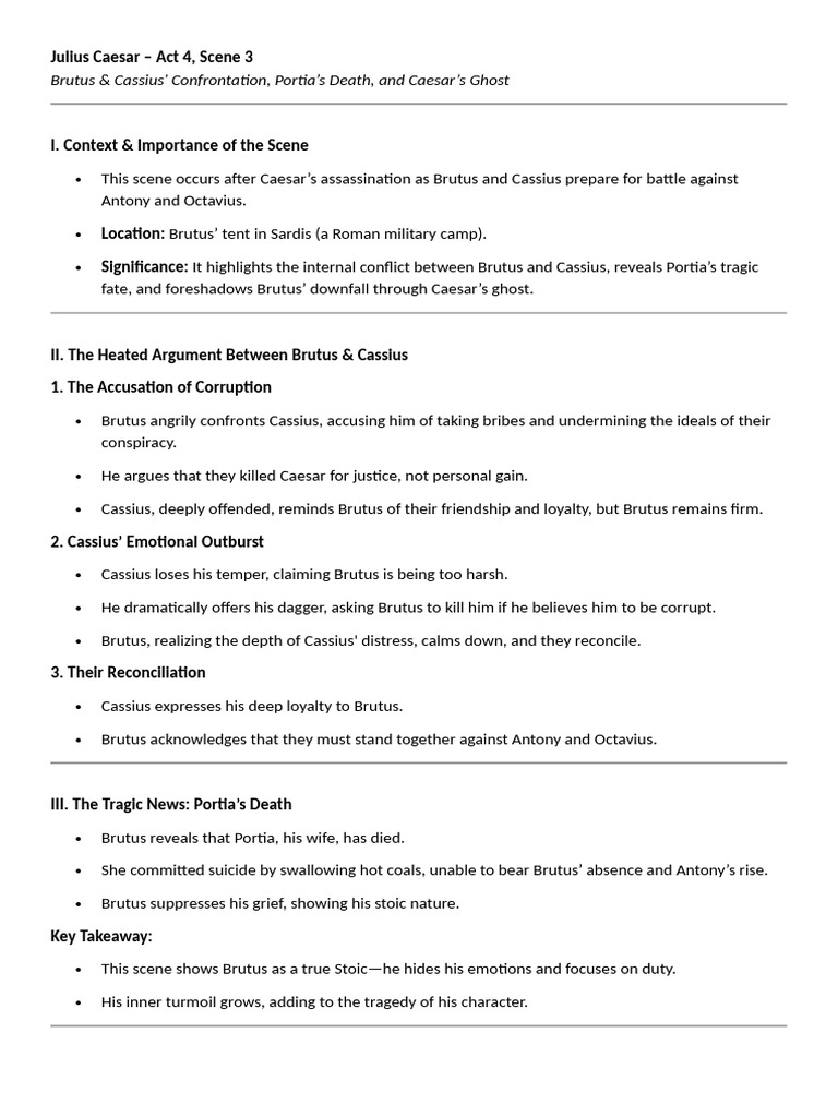 act 4 scene 3 analysis | PDF | Mark Antony | Julius Caesar
