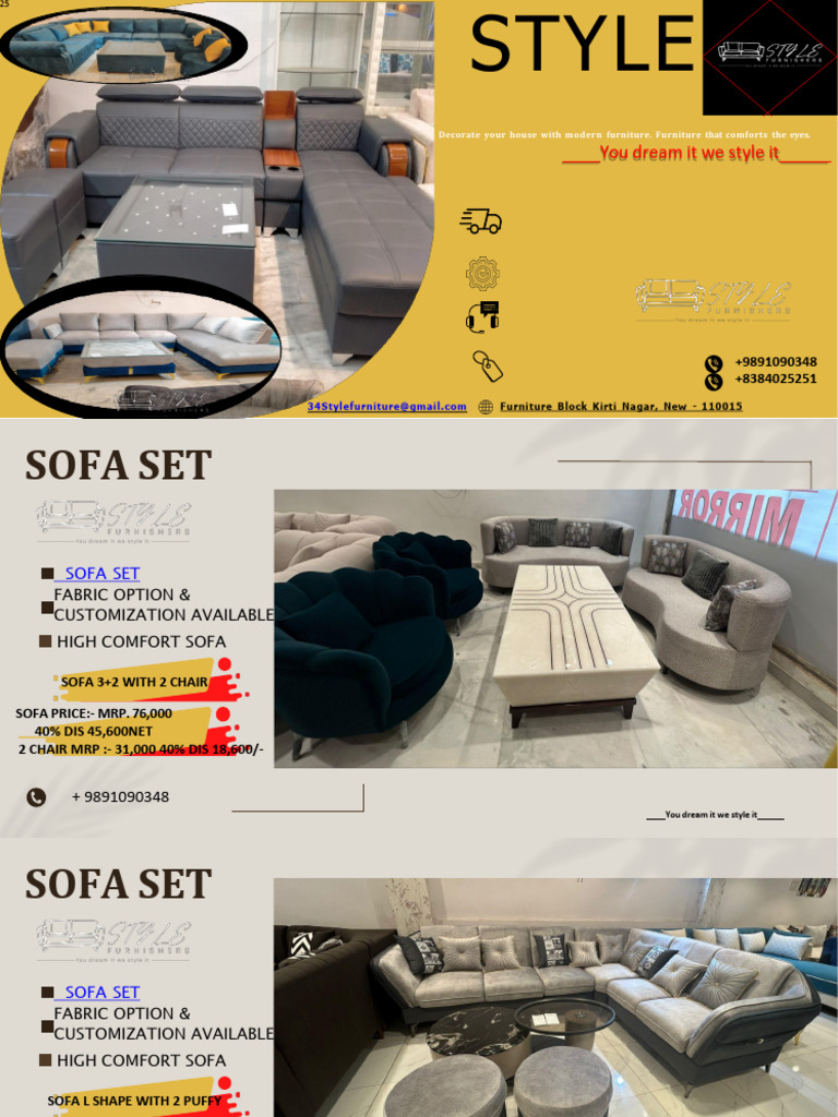 Sofa Set | PDF | Couch | Manufactured Goods