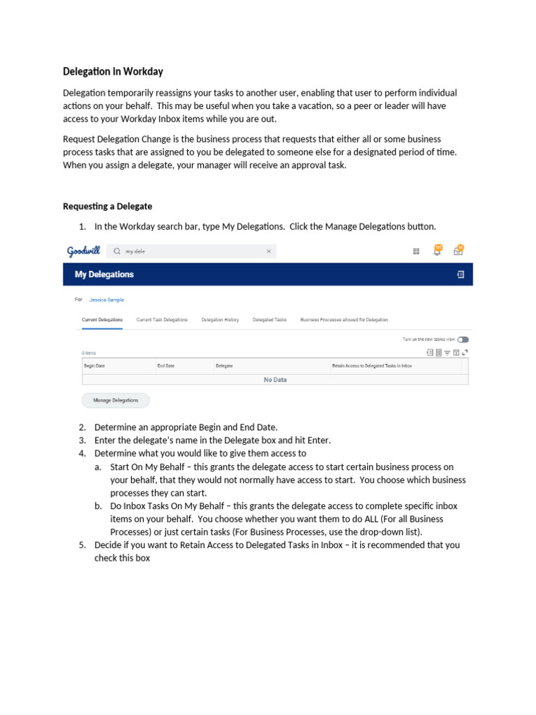 Workday Task Delegation Guide | PDF
