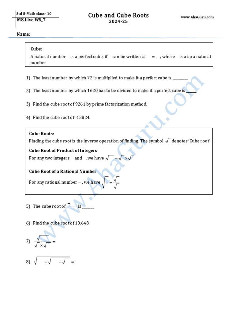 WS007 M8 13Q Cube&CubeRoots 08jul24 - 1720439963735 - 7l86y | PDF ...