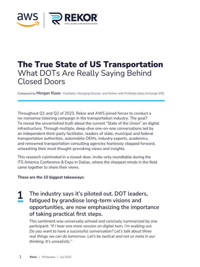 The True State of US Transportation - White Paper | PDF | Procurement ...