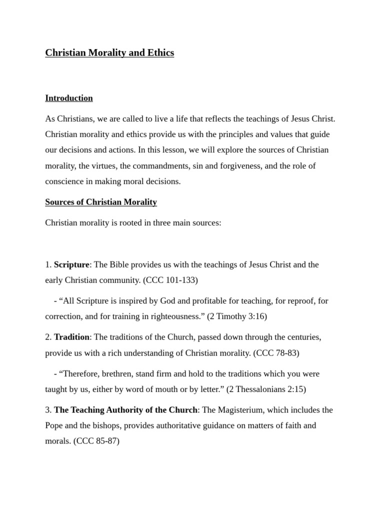 Christian Morality and Ethics | PDF | Christian Ethics | Confession ...