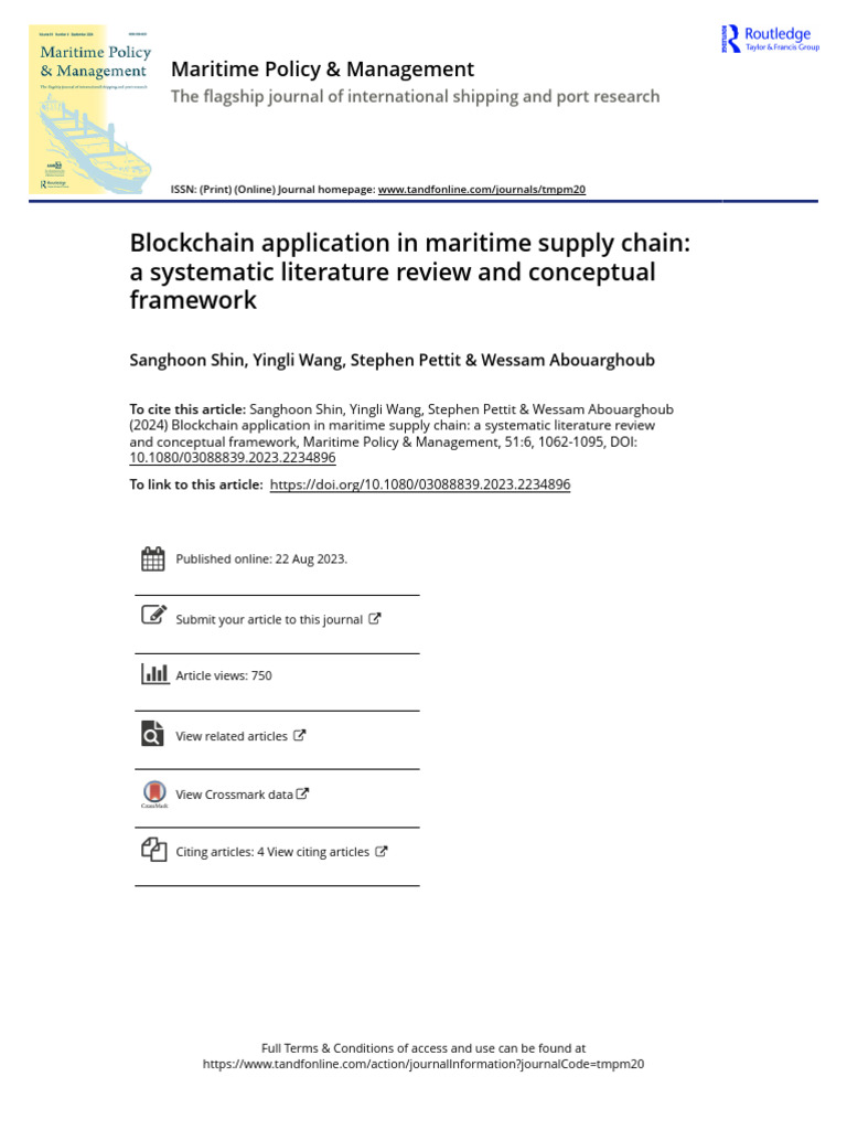 Blockchain Application in Maritime Supply Chain A Systematic Literature Review and Conceptual ...