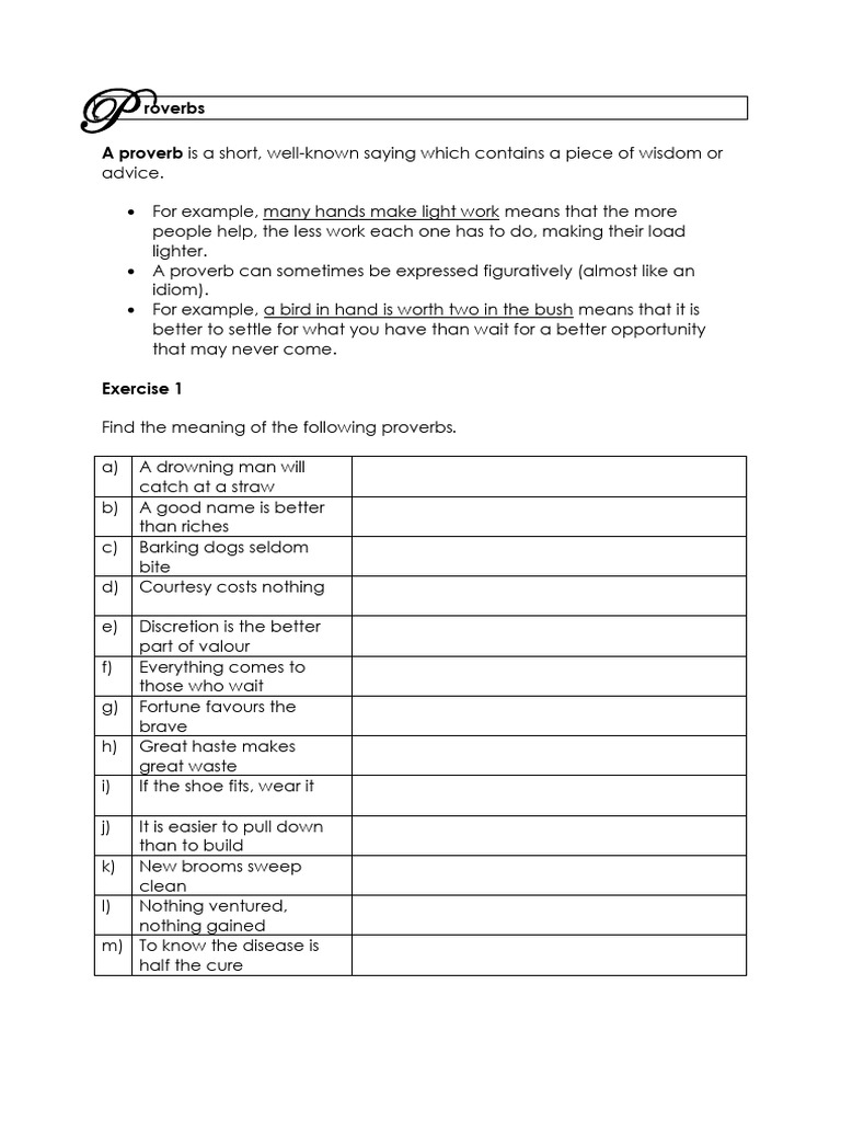 Understanding Common Proverbs | PDF