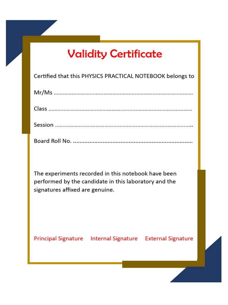 Validity Certificate | PDF