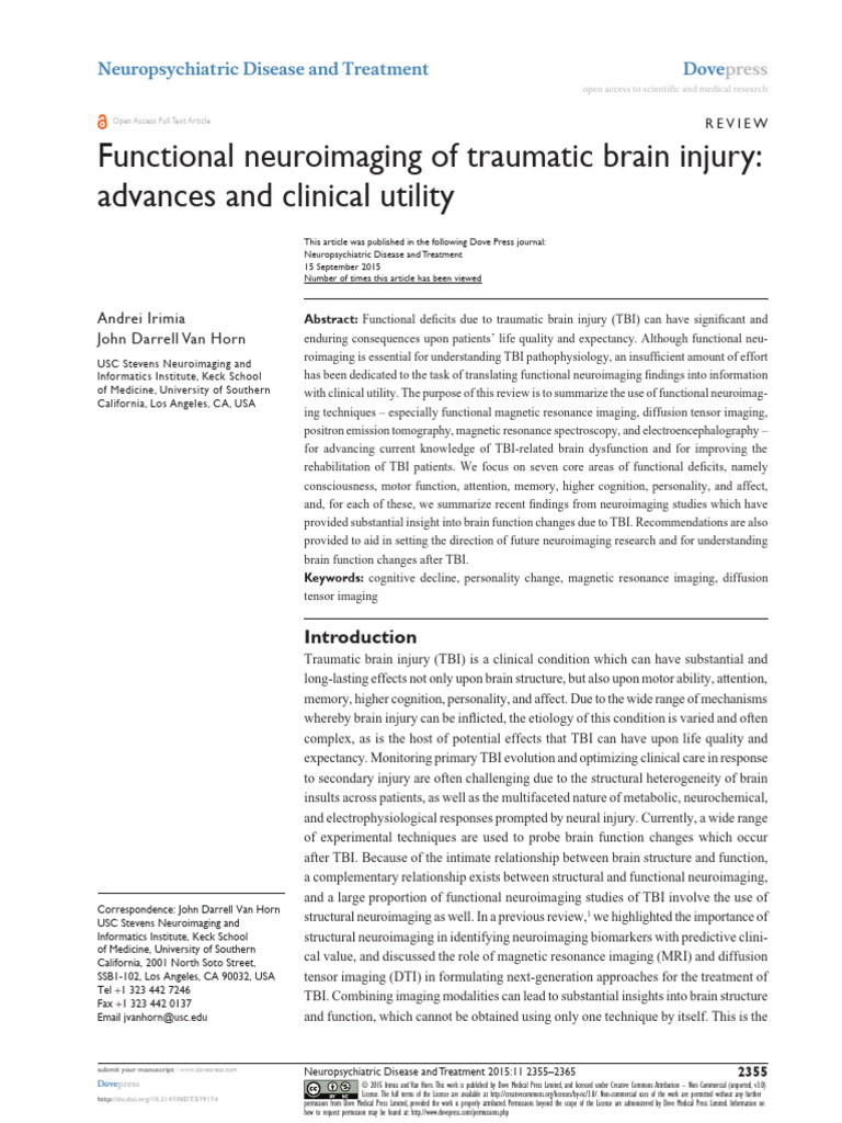 03 TBI Irimia 2015 | PDF | Traumatic Brain Injury | Neuroimaging