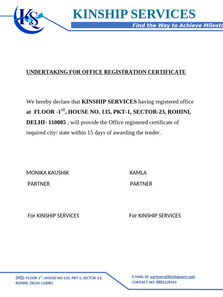 Undertaking Office Registration | PDF