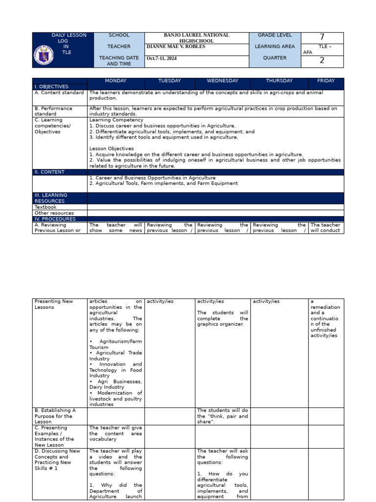 DLL in Tle Afa 7 Q1 Week 1 | PDF | Learning | Cognition
