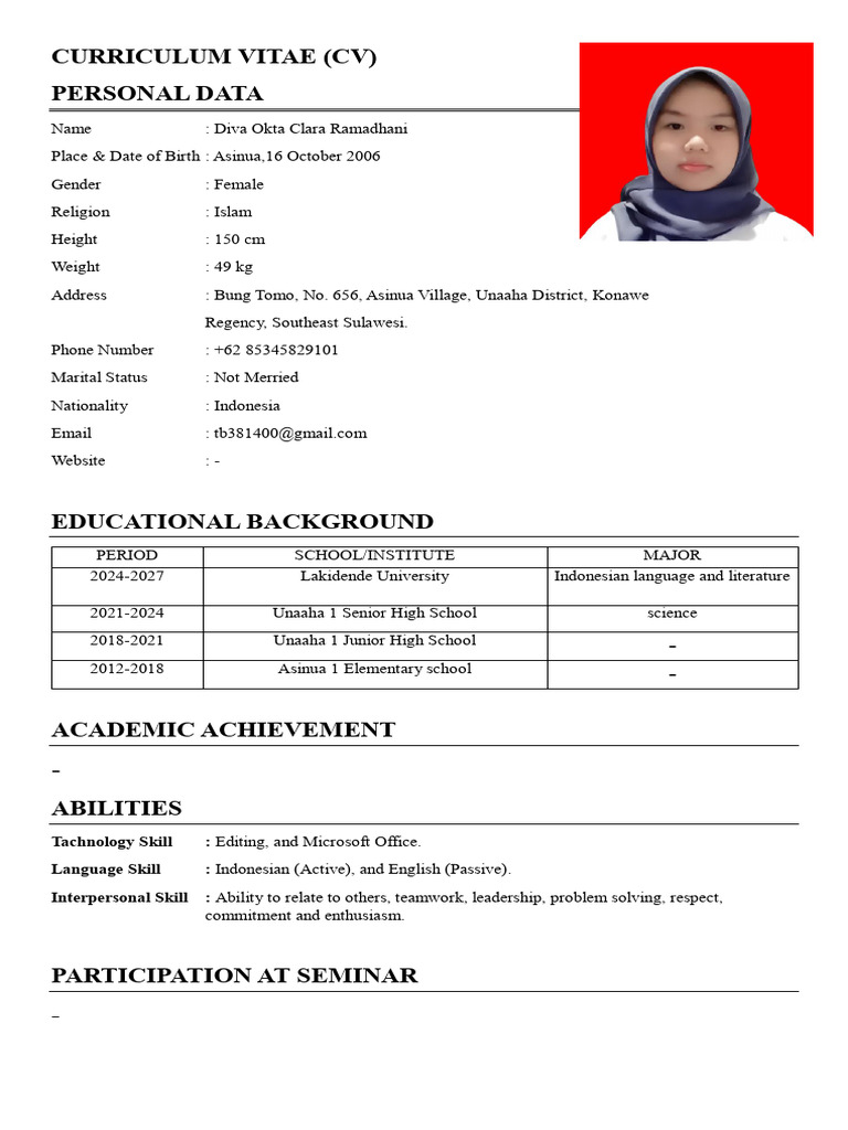 Diva Okta Clara (CV) | PDF