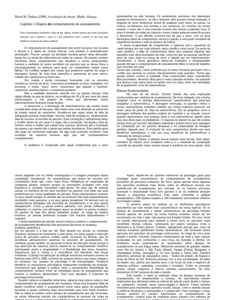 Origens do Comportamento de Acasalamento | PDF | Relação sexual | Evolução