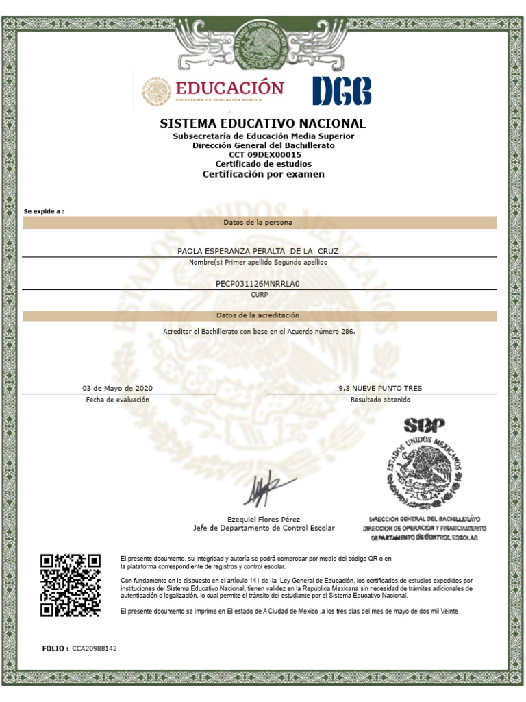 Certificado Ceneval X | PDF
