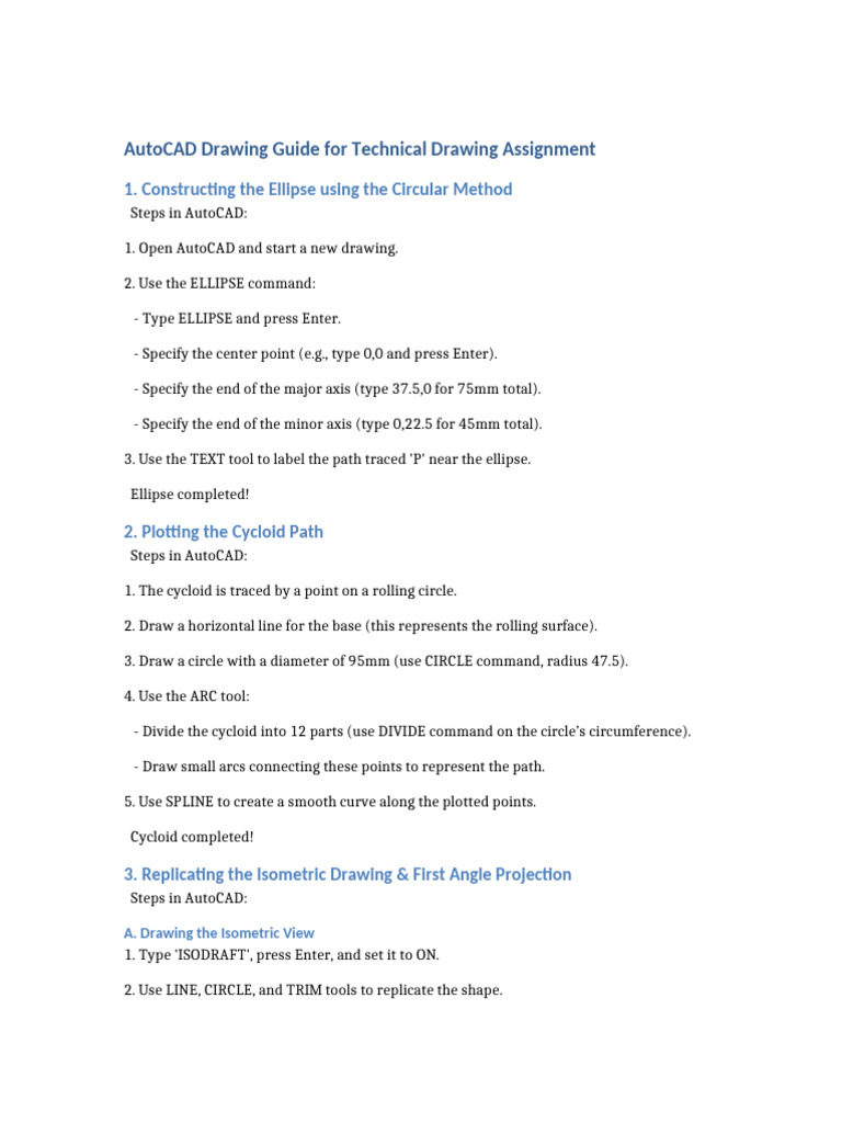 AutoCAD_Drawing_Guide | PDF | Ellipse | Circle