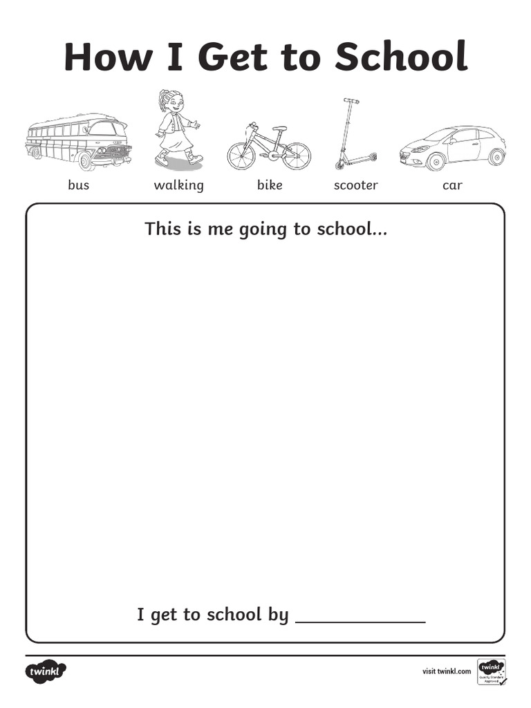 T T 18010a How I Get To School Worksheet Black and White Version - Ver ...