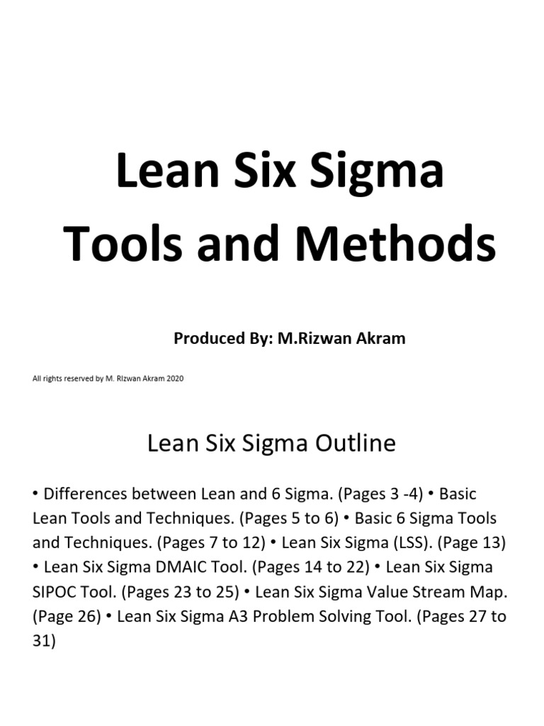 Lean Six Sigma Tools & Techniques Guide | PDF | Six Sigma | Lean ...