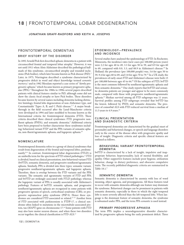 FRONTOTEMPORAL Degeneration | PDF | Human Diseases And Disorders ...