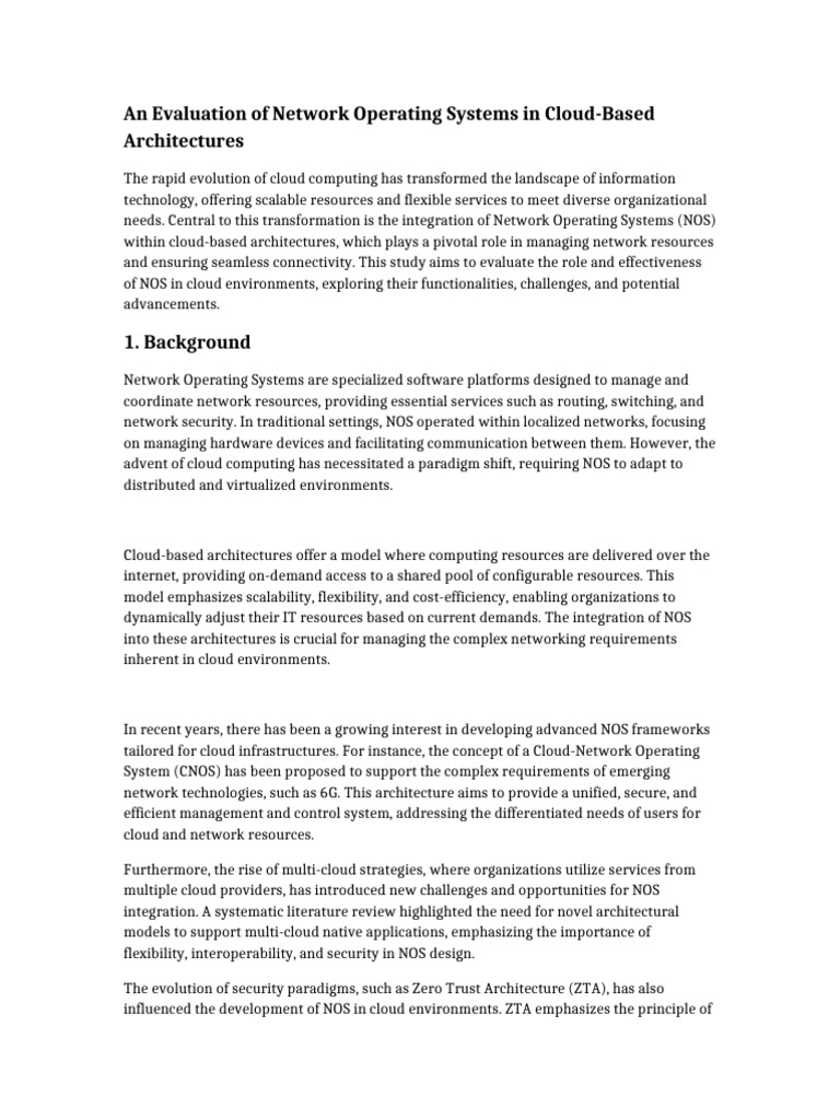 NOS Cloud Architecture SLR | PDF | Cloud Computing | Computer Network
