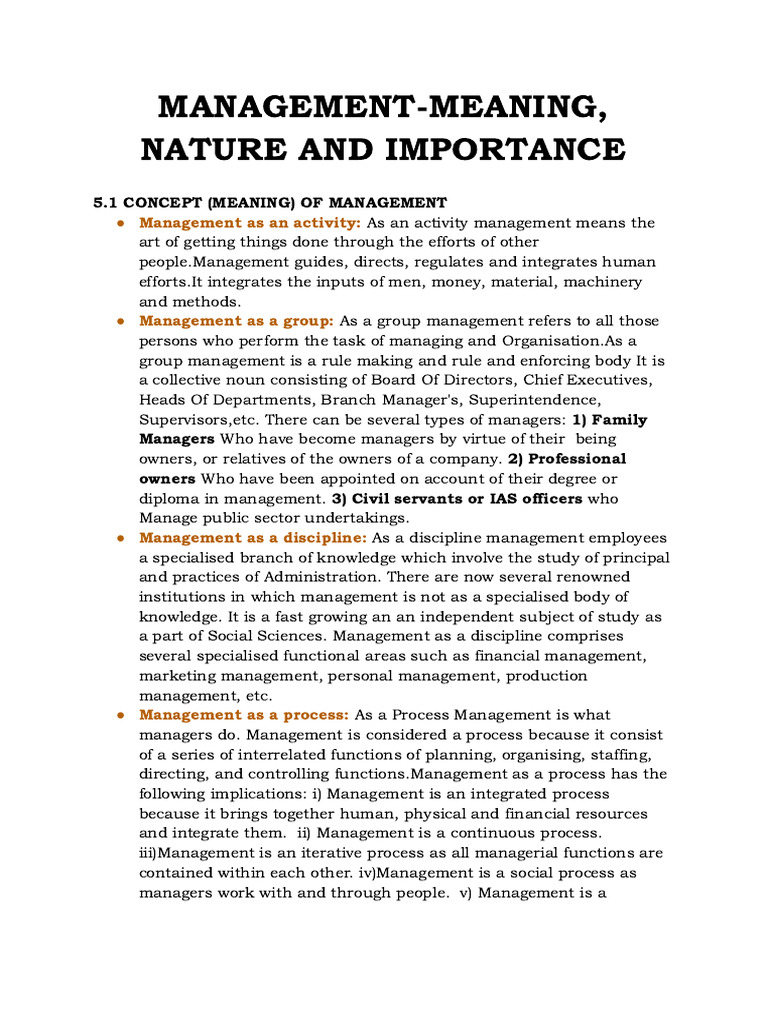 Understanding Management: Meaning & Nature | PDF | Science | Knowledge